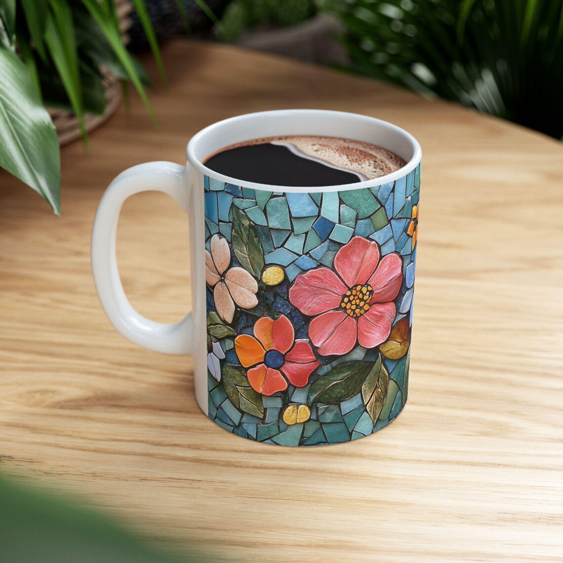 Mug, Tea Cup With Unique Mosaic Floral Design - Gift for Her, Coffee ...