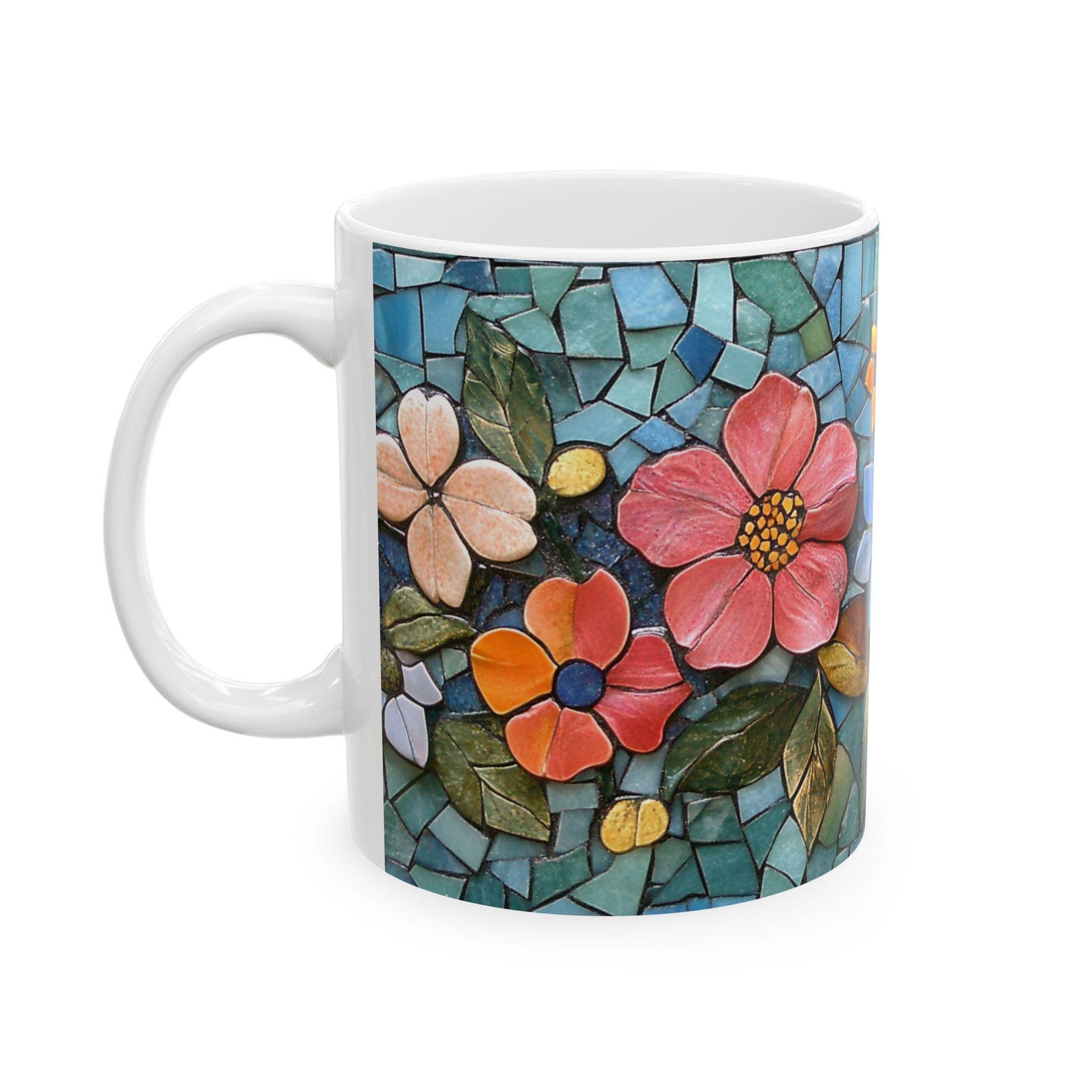 Mug, Tea Cup With Unique Mosaic Floral Design Gift for Her, Coffee ...