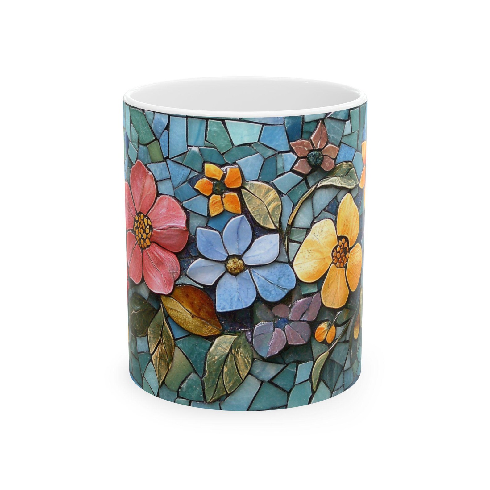 Mug, Tea Cup With Unique Mosaic Floral Design - Gift for Her, Coffee ...