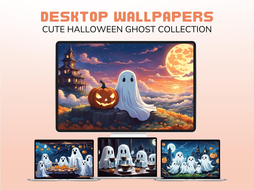Cute Ghost Halloween Desktop Wallpaper Spooky Season Wallpaper Trendy ...