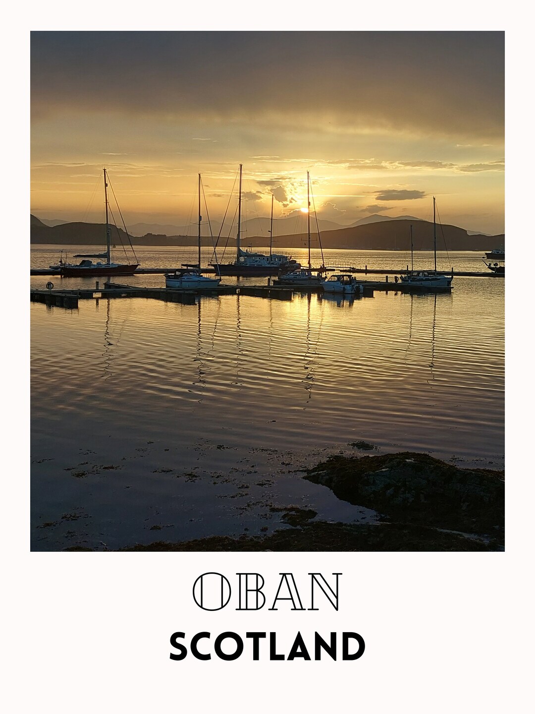 Vintage Oban Scotland Travel Poster: Sunset Harbor Art (digital ...
