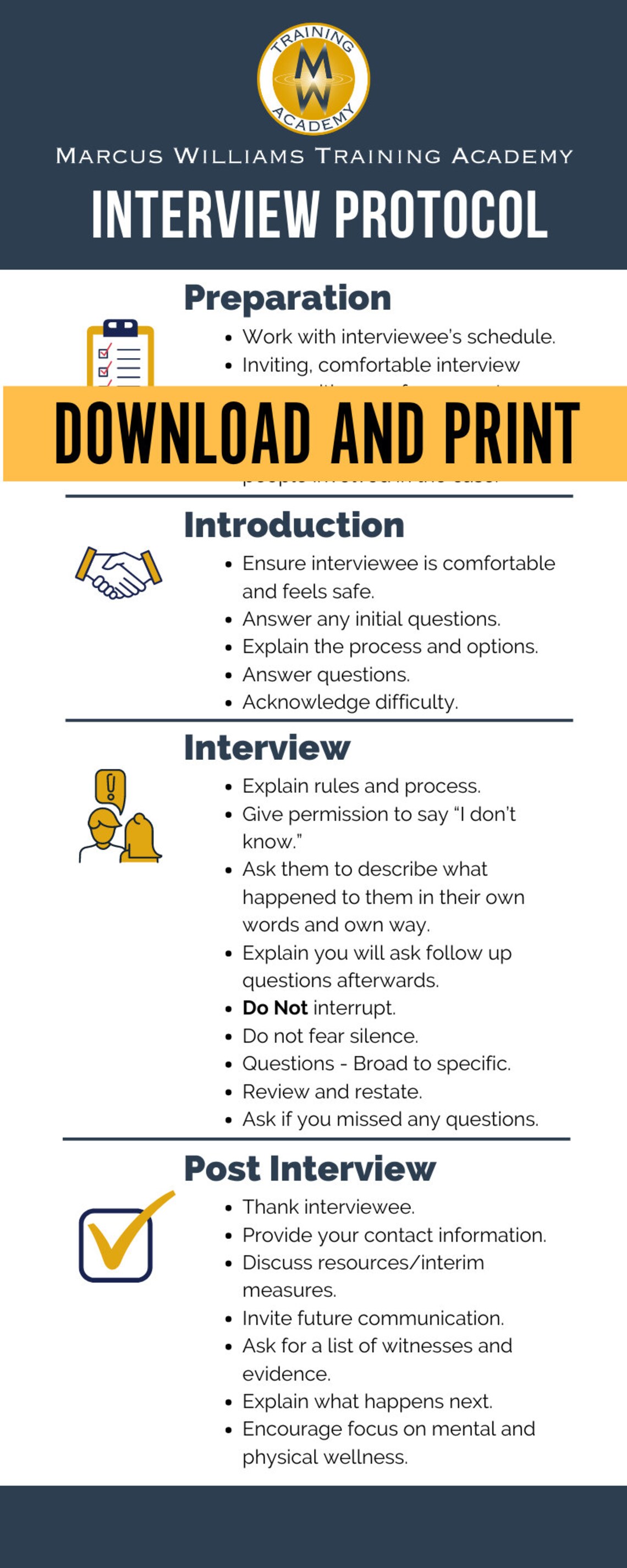 Interview Protocol Infographic Printable - Etsy