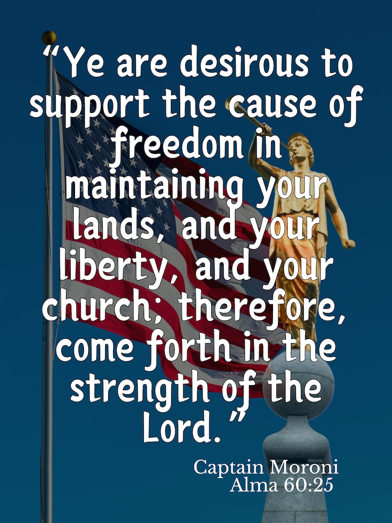 Captain Moroni Poster Quote From Alma Liberty, Freedom, Faith Printable ...