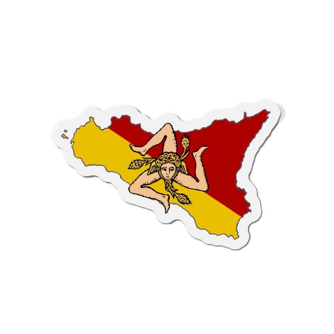 Sicily Trinacria Die-cut Magnet: Red and Yellow Sicilian Flag Fridge ...