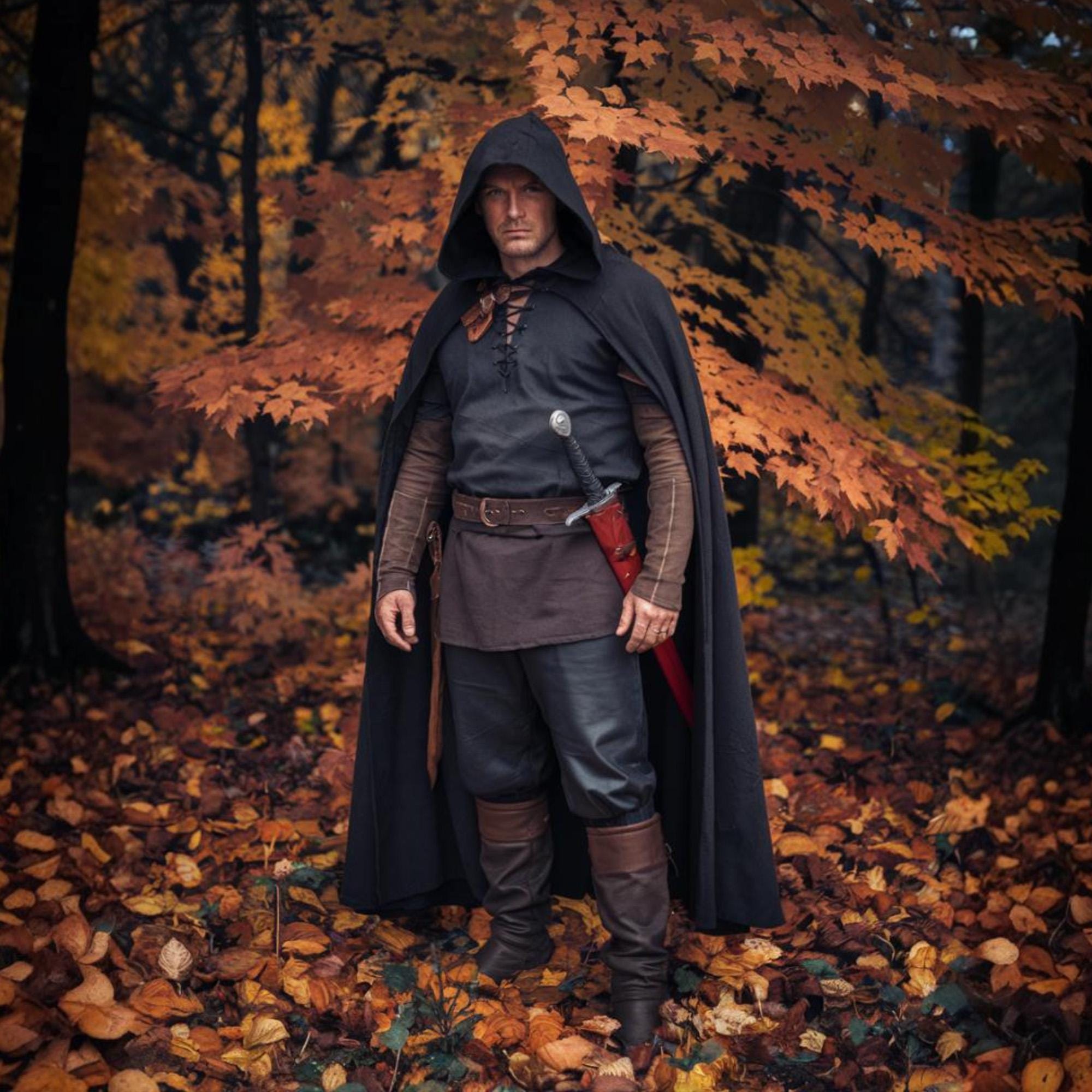 Medieval Wool Hooded Cloak for Men, Women, Renaissance Hooded Cape ...