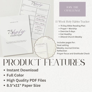 75 Holy Challenge Tracker – Bible Reading & Habit Building (PDF) - Etsy