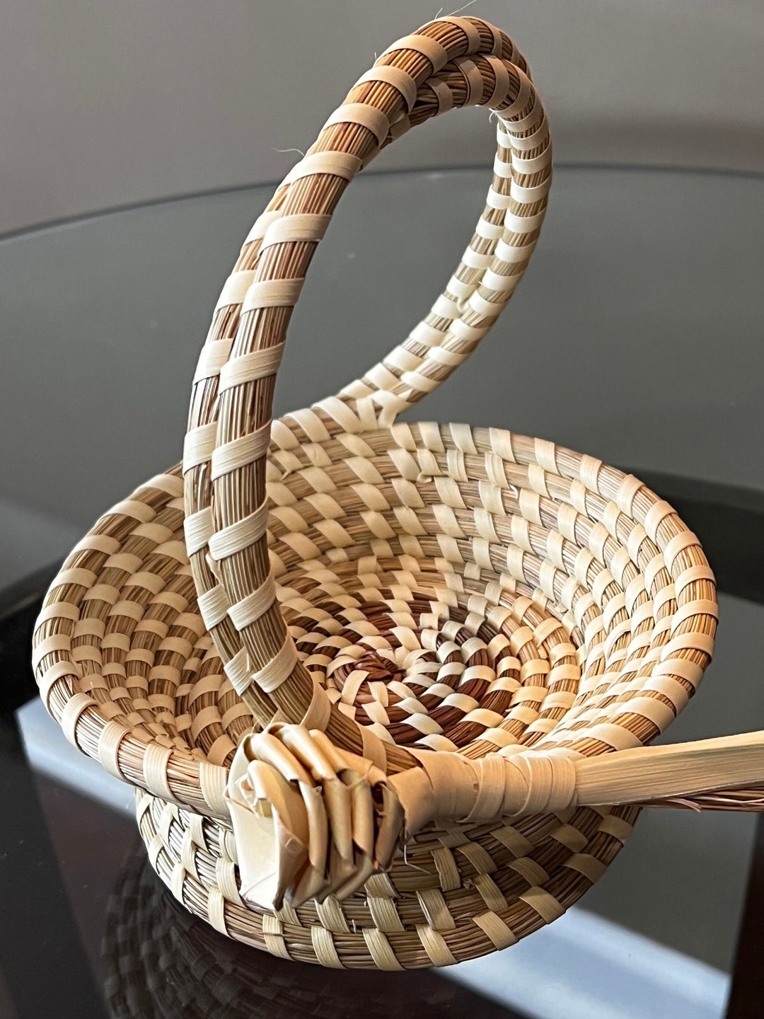 Gullah Sweetgrass Basket (sm Flower Basket With Rose) - Etsy