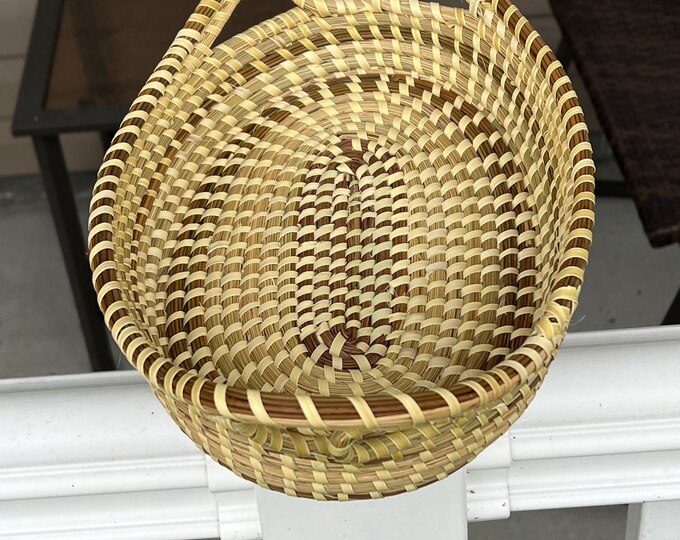 Gullah Sweetgrass Basket large Double Loop , Two Handles Oval Bread ...