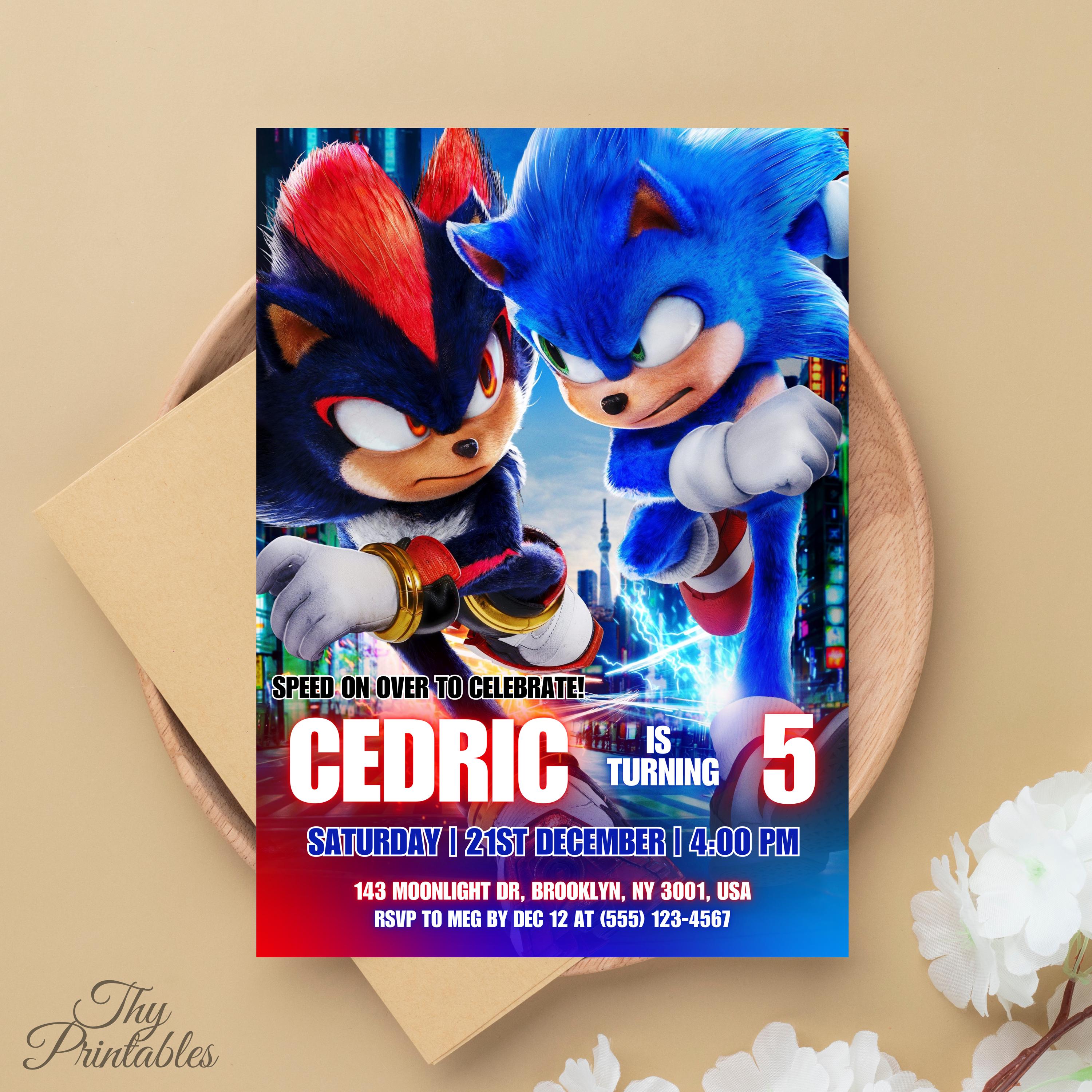 Invitación editable de Sonic 3, plantilla de cumpleaños de Sonic 3 ...