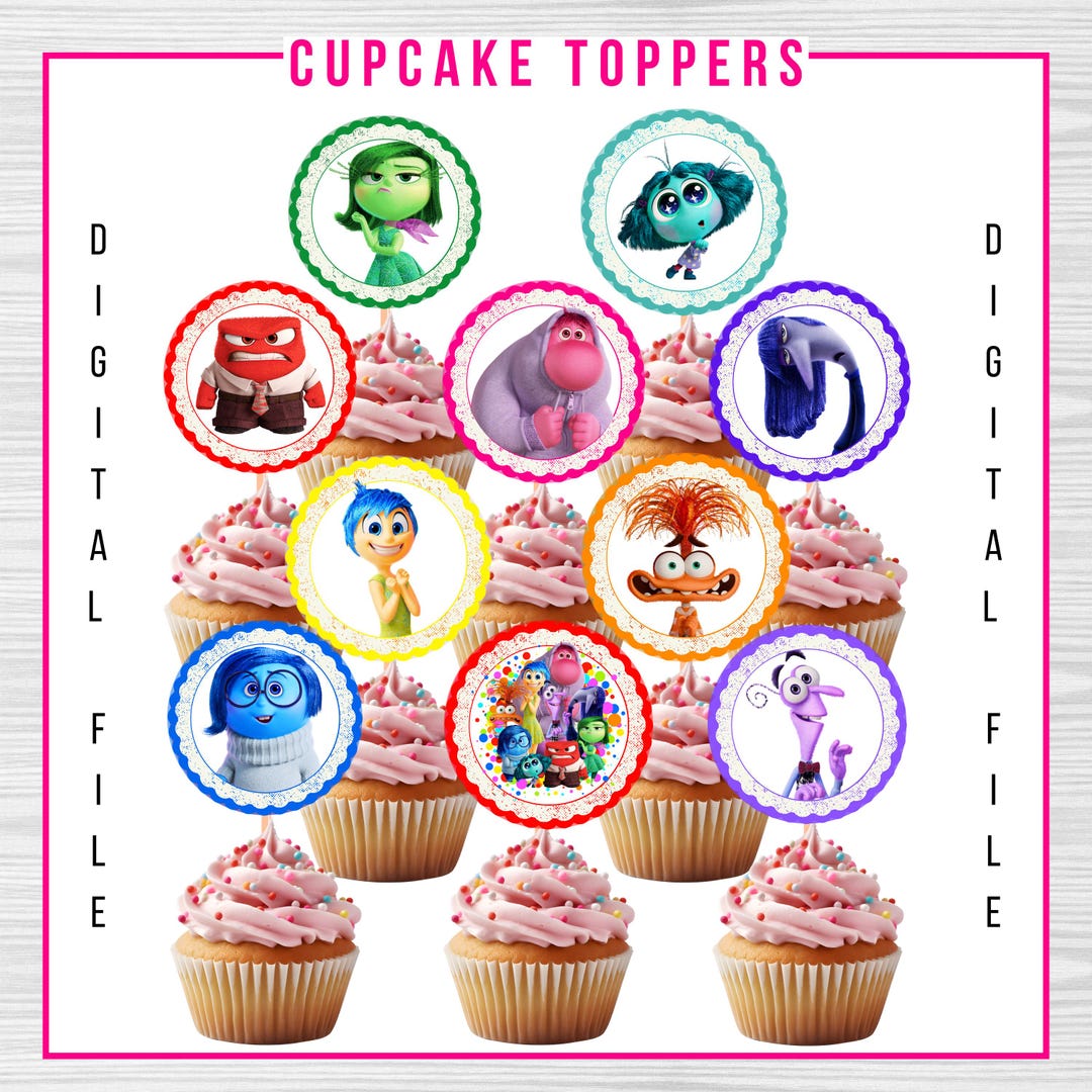Printable Inside Out 2 Cupcake Toppers, Inside Out 2 Birthday Party ...