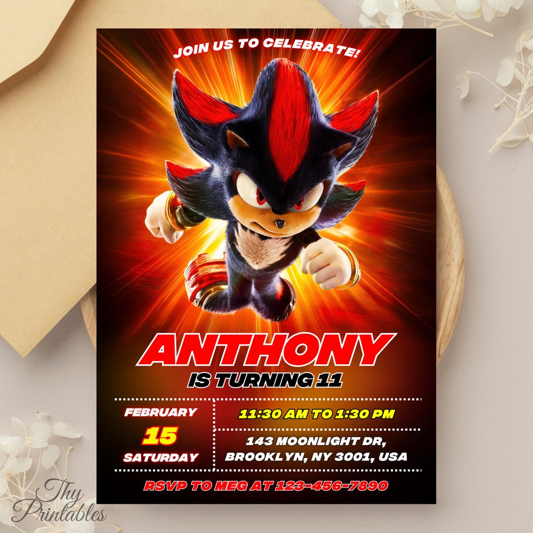 Editable Sonic 3 Invitation, Sonic the Hedgehog 3, Sonic 3 Birthday ...