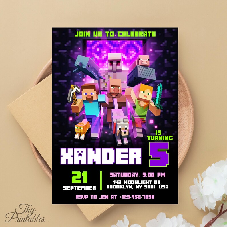 Editable Minecraft Birthday Invitation, Minecrafter Birthday Invitation ...