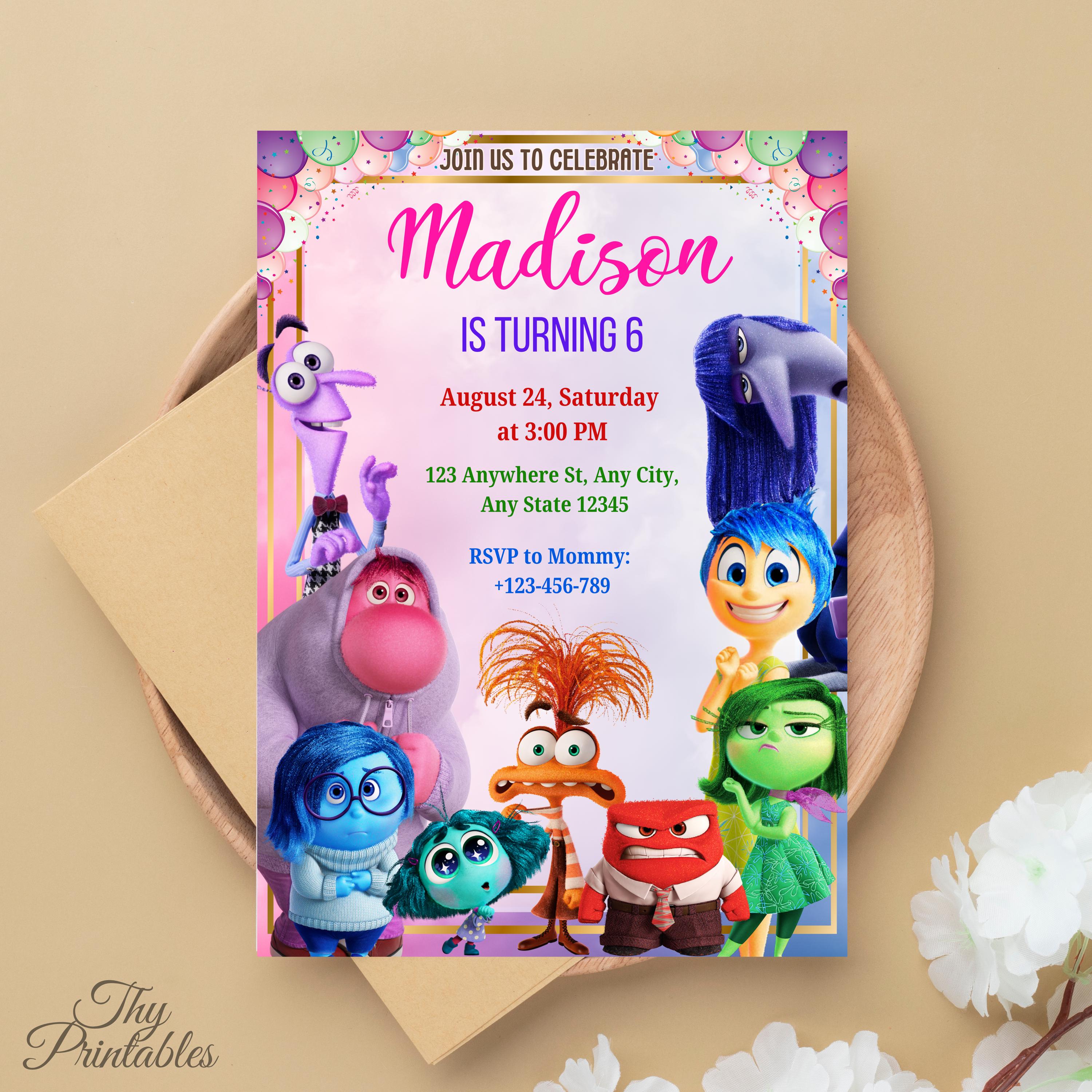Editable Inside Out 2 Invitation, Inside Out 2 Invitation, Editable ...