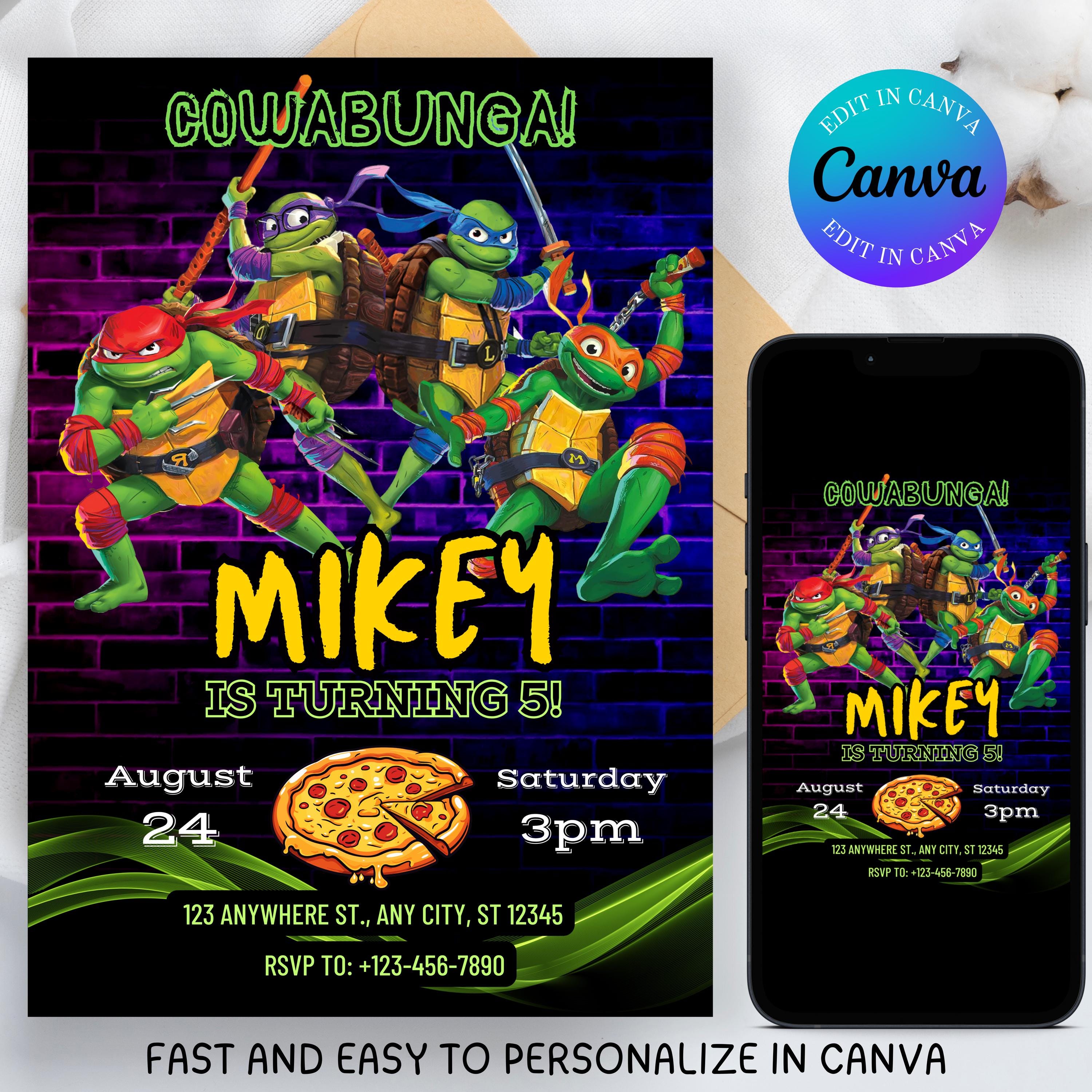 Editable Ninja Turtle Invitation, Turtles Invitation, Editable Birthday ...