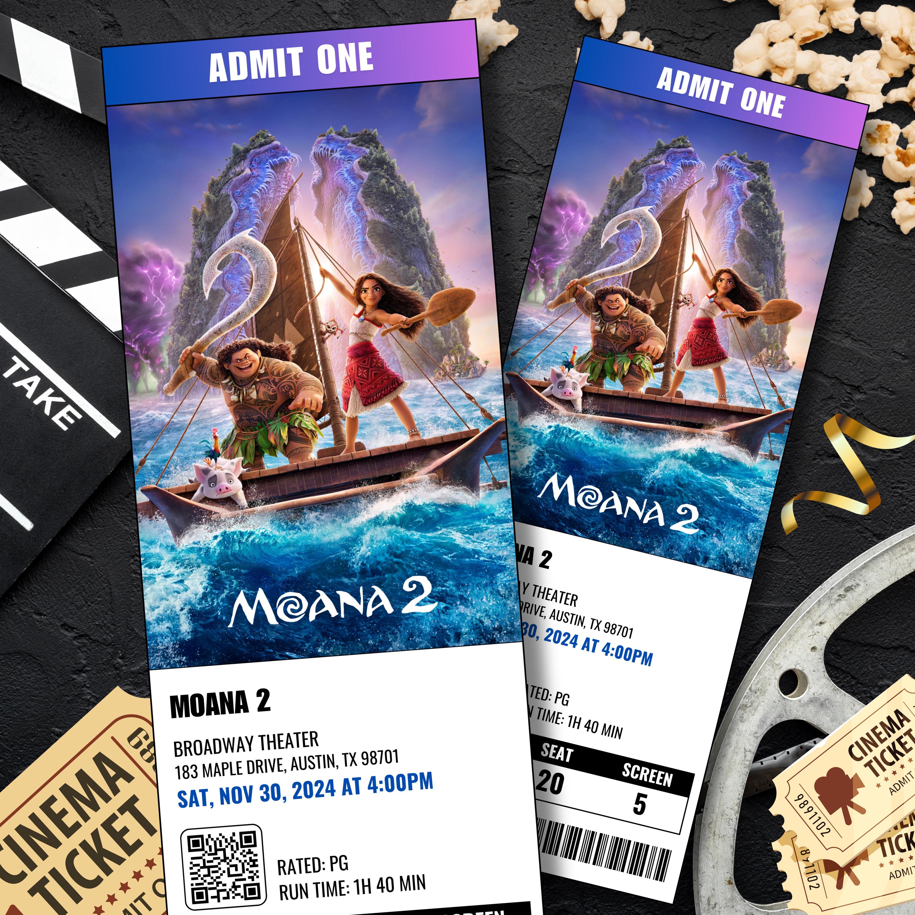 Editable Moana 2 Movie Ticket, Moana 2 Ticket, Moana 2 Ticket ...