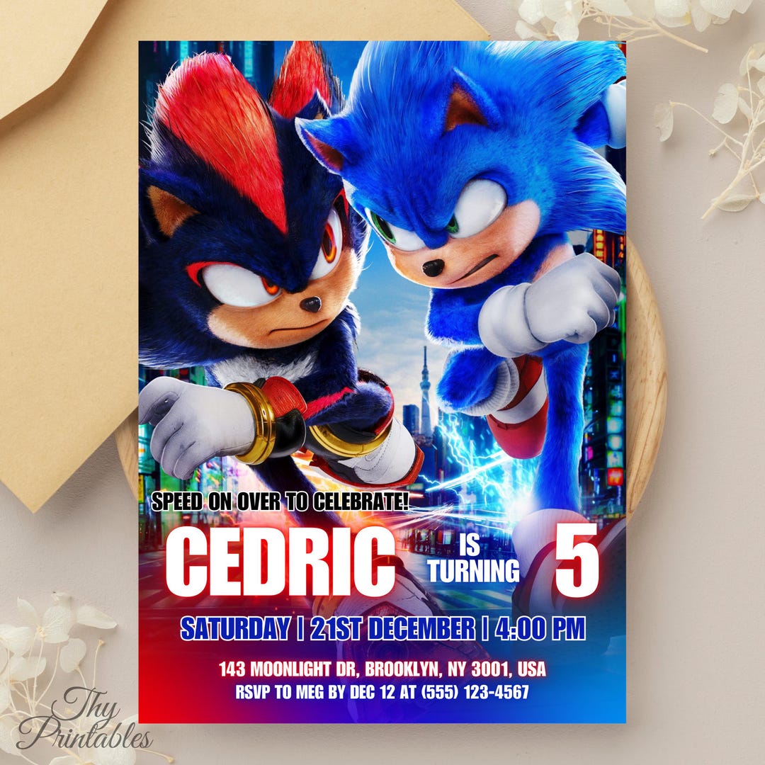 Editable Sonic 3 Invitation, Sonic 3 Birthday Template,sonic Birthday ...