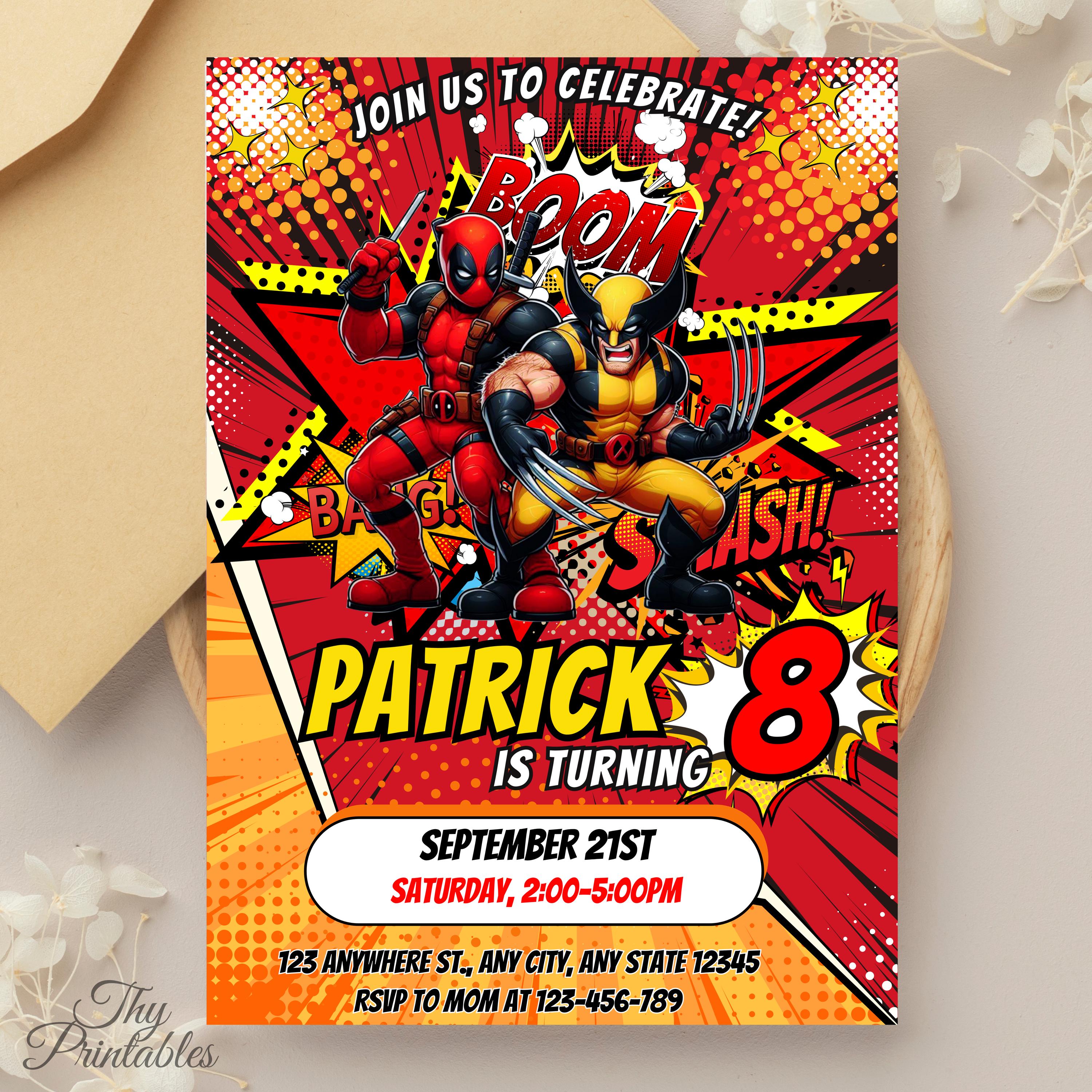 Editable Deadpool and Wolverine Invitation, Deadpool Invitation ...