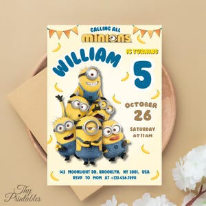 Editable Minions Birthday Invitation, Minions Themed Party Invite ...