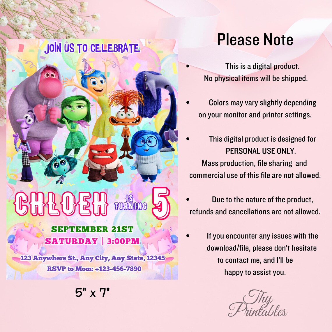 Editable Inside Out 2 Invitation, Inside Out 2 Invitation, Editable ...