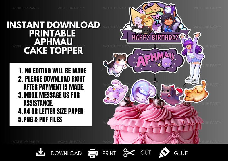 Printable Aphmau Cake Topper: Party Decorations (PNG & PDF) - Etsy