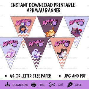 Printable Aphmau Happy Birthday Banner, Aphmau Flag, Aphmau Cake Topper ...