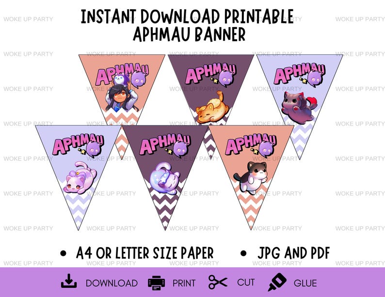 Printable Aphmau Happy Birthday Banner, Aphmau Flag, Aphmau Cake Topper ...