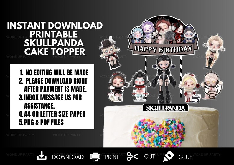 Printable Skullpanda Cake Topper, Skullpanda Centerpiece, Skullpanda ...