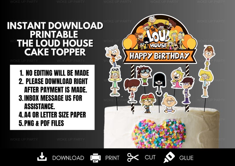 The Loud House Cake Topper Set: Printable Party Decorations (PNG & PDF ...