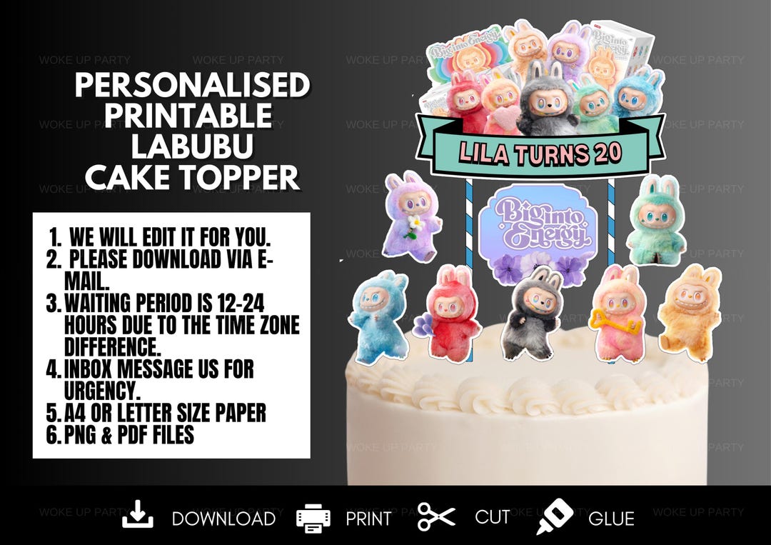 Personalised Printable Labubu Monsters Cake Topper, Labubu Monsters ...