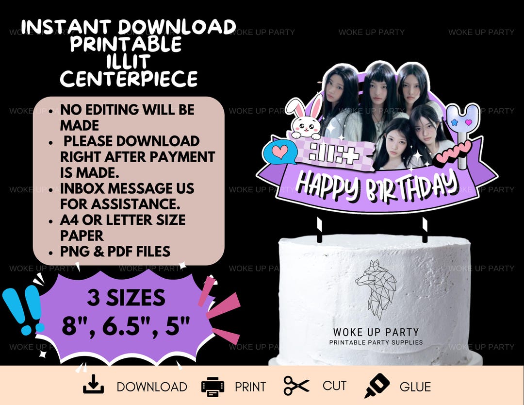 Printable Illit Cake Topper, Illit Centerpiece, Illit Cupcakes, Illit ...