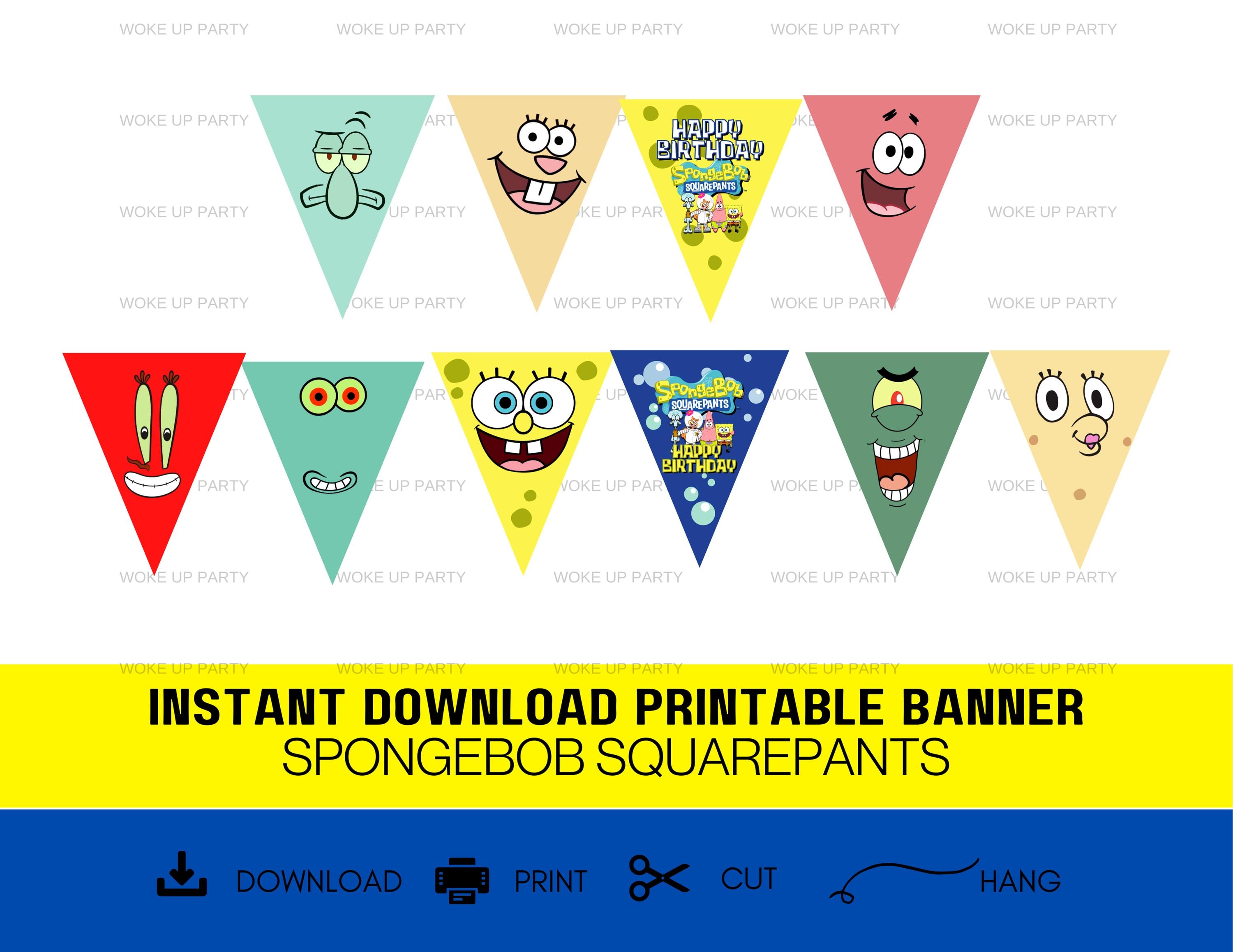 Printable Spongebob House Happy Birthday Banner, Spongebob Flag ...