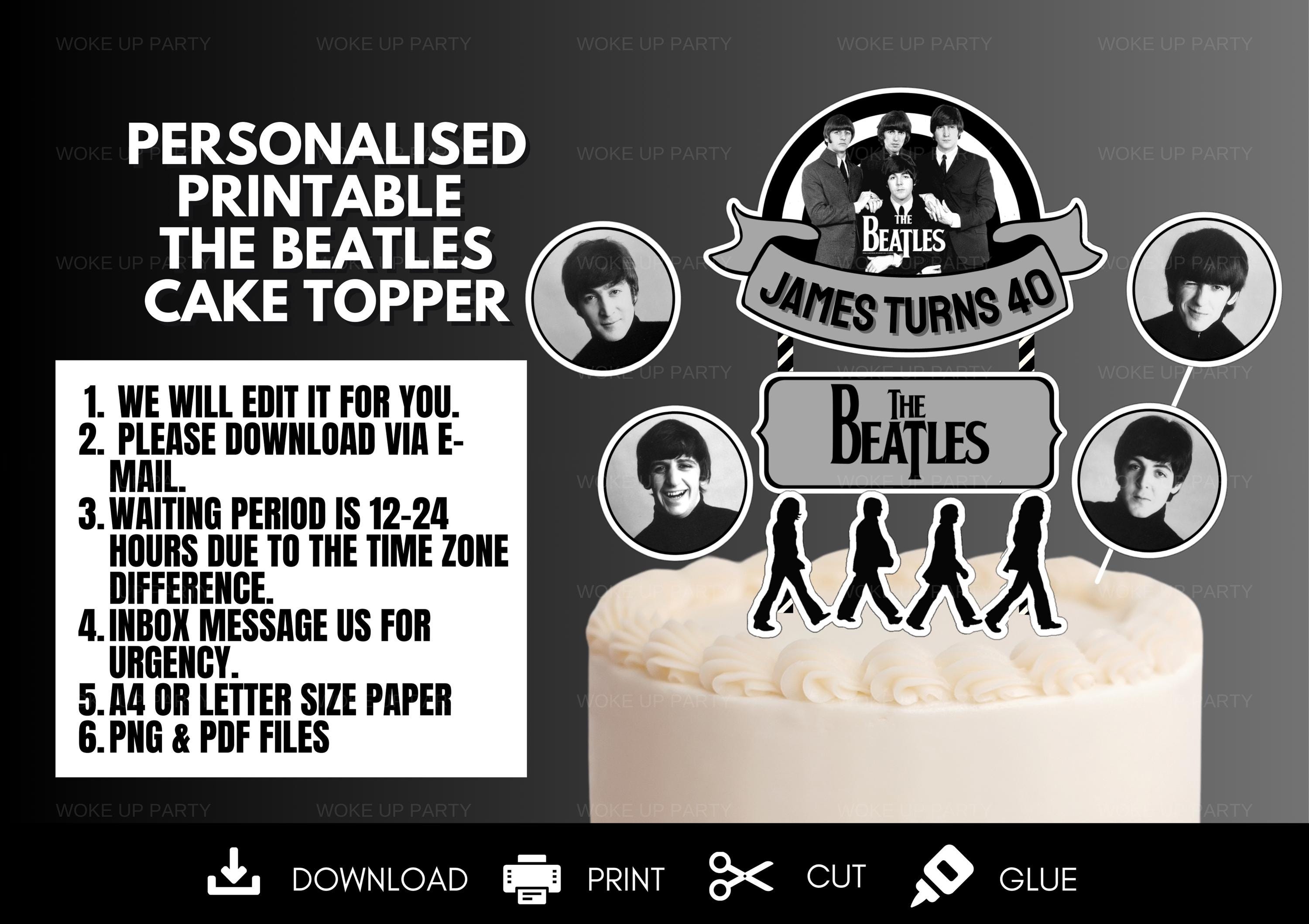 Personalised Printable the Beatles Cake Topper, the Beatles Centerpiece ...