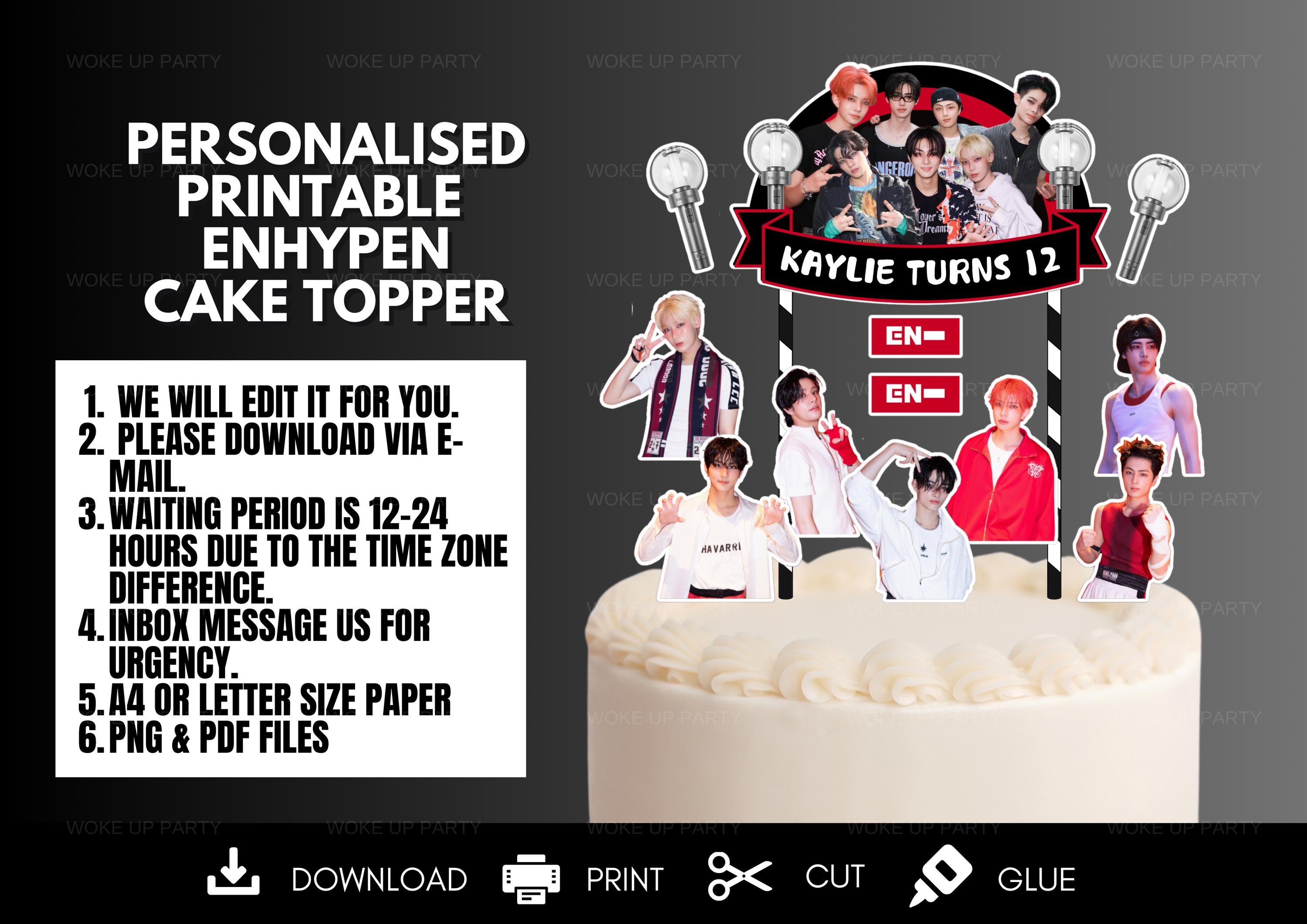 Personalized Enhypen Cake Topper: Printable Birthday Party Decor (PNG ...