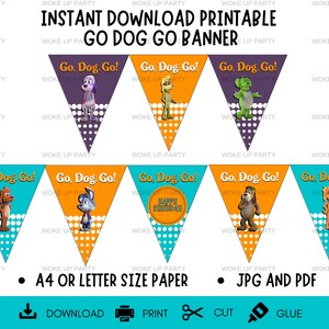 Printable Go Dog Go Happy Birthday Banner, Go Dog Go Flag, Go Dog Go ...
