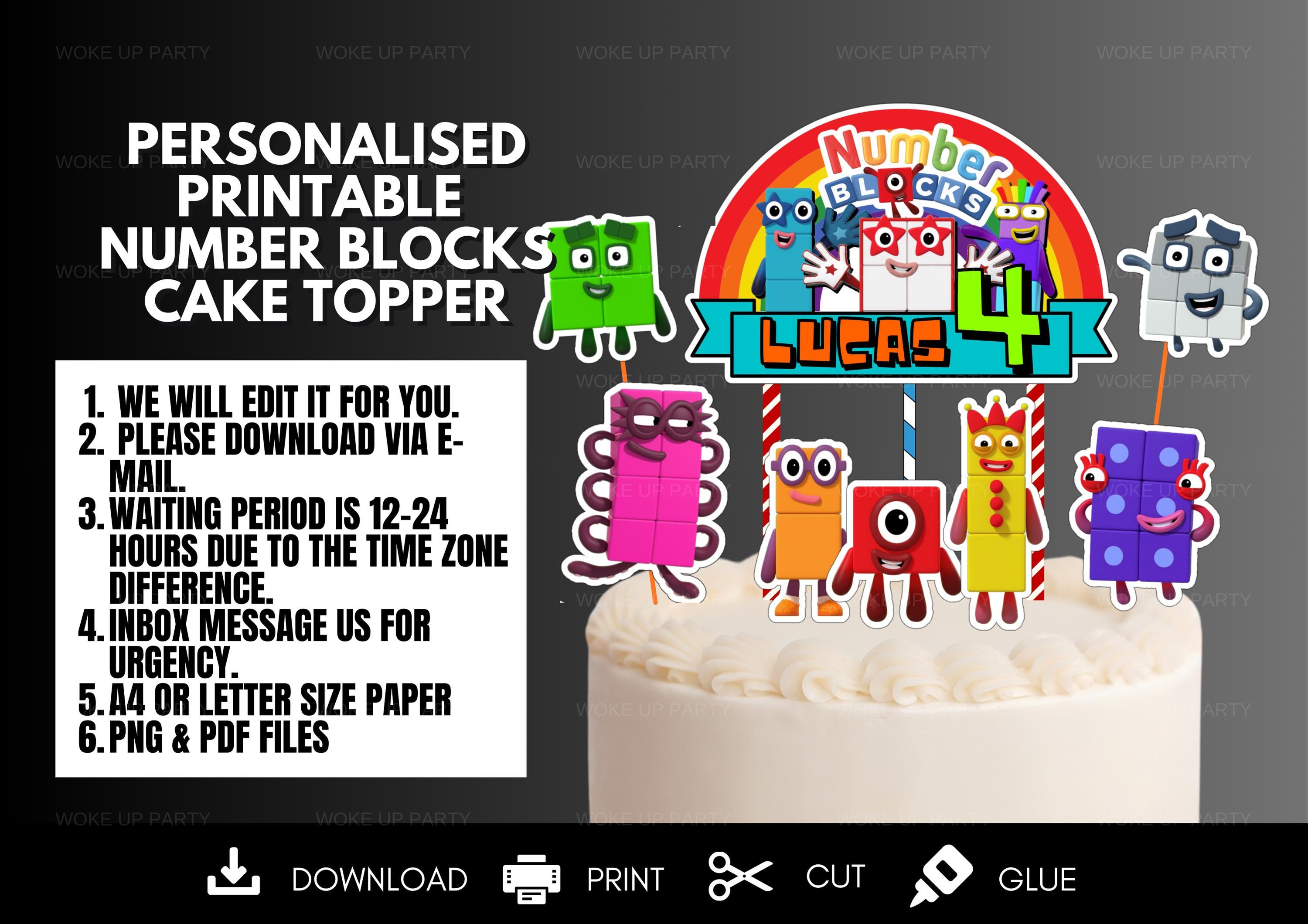 Personalised Printable Number Blocks Cake Topper, Number Blocks ...