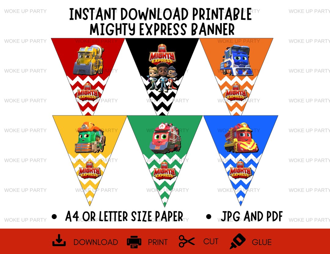 Printable Mighty Express Happy Birthday Banner, Mighty Express Flag ...