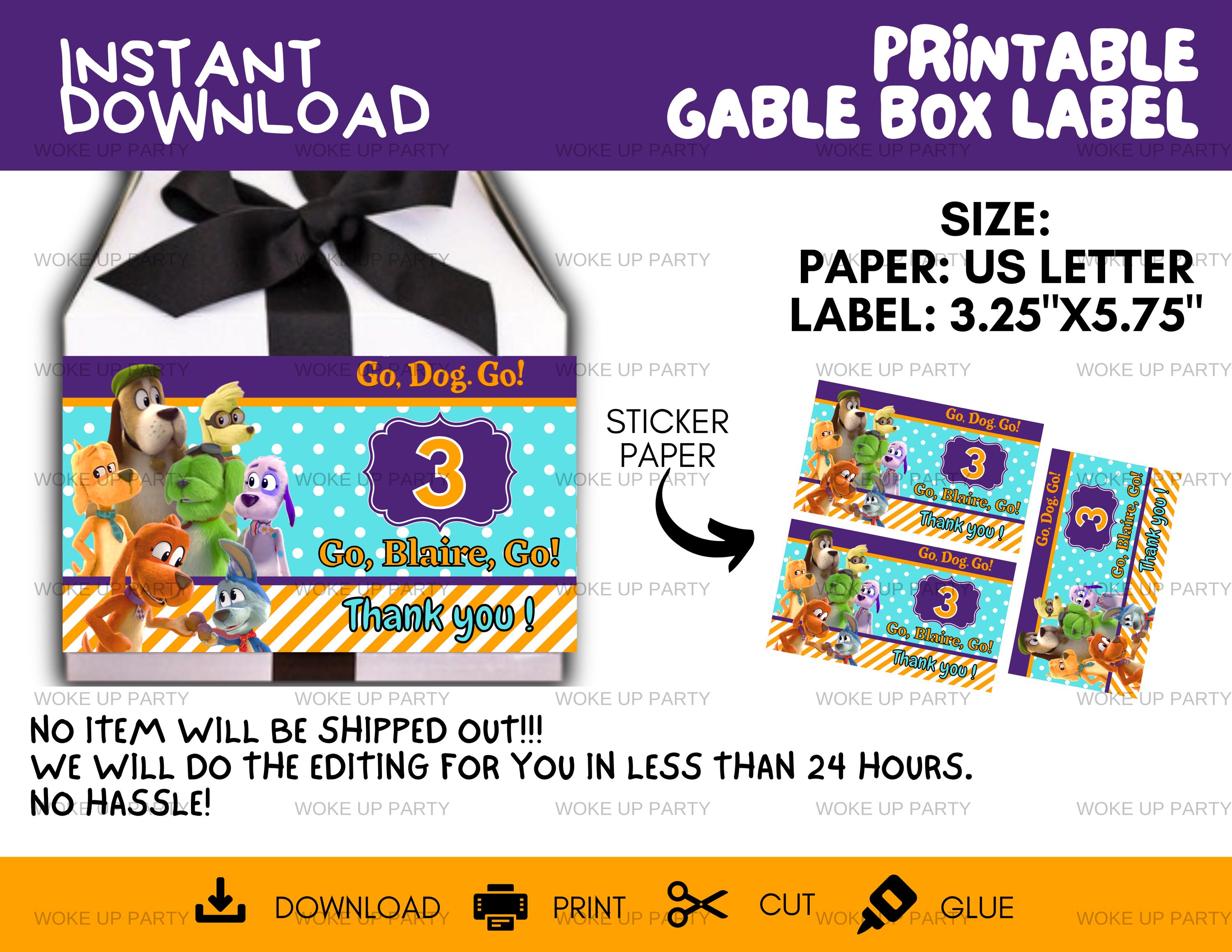 Printable Go Dog Go Gable Box Label, Go Dog Go Topper, Go Dog Go ...