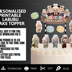 Personalized Labubu Monsters Cake Topper: Printable Party Decor (PNG ...
