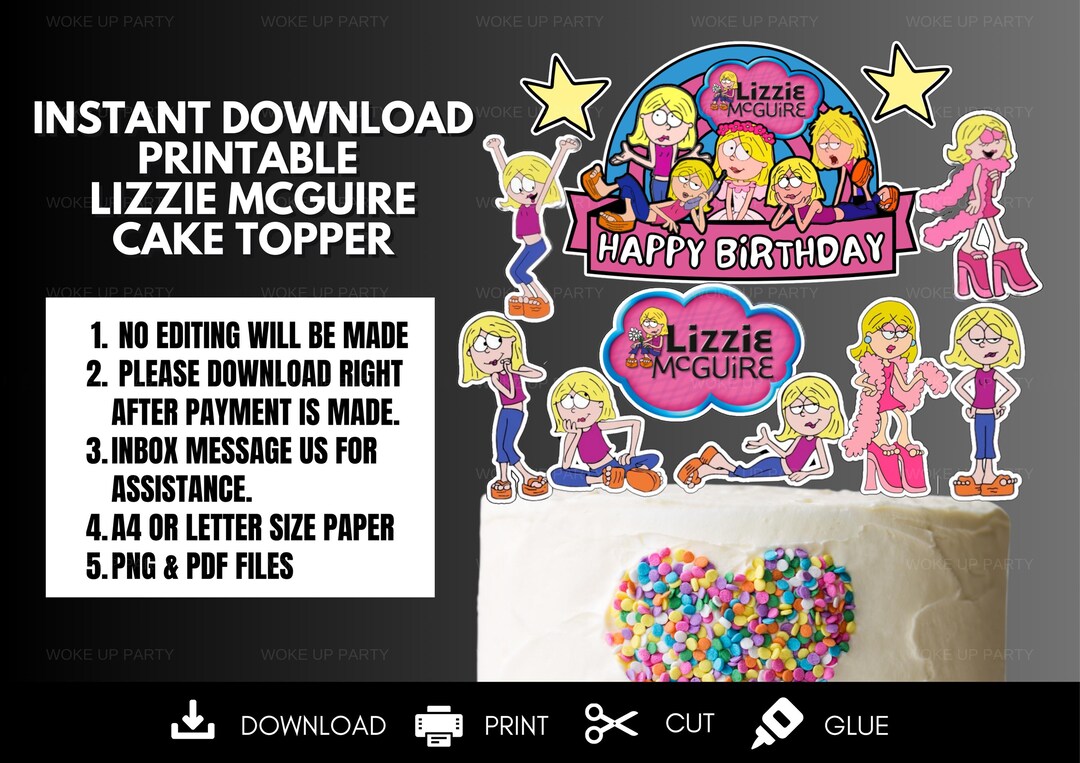 Printable Lizzie Mcguire Cake Topper, Lizzie Mcguire Centerpiece ...