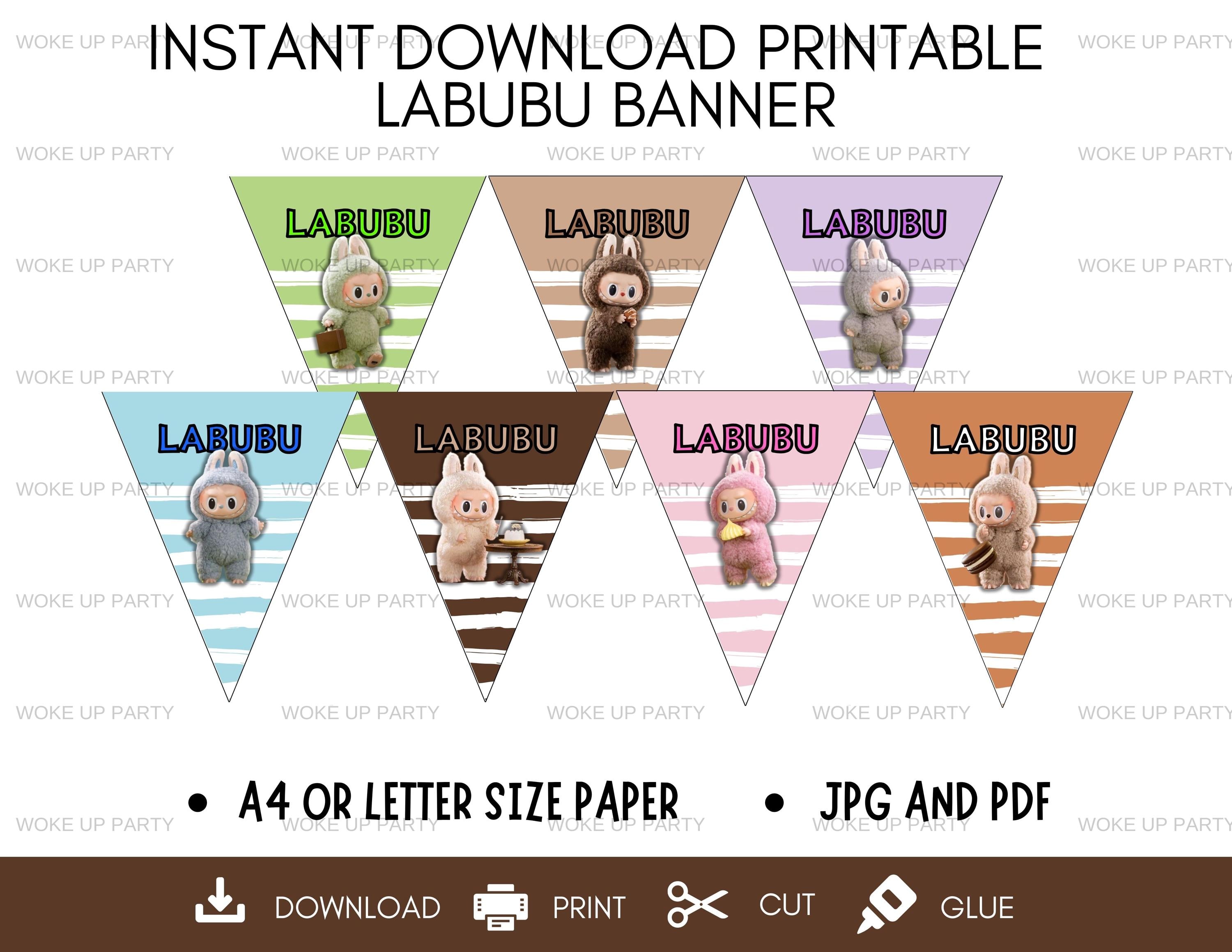 Printable Labubu Monster Happy Birthday Banner, Labubu Monster Flag ...