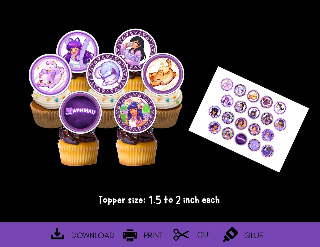 Printable Aphmau Cupcake Toppers: Party Decorations (PNG & PDF Files ...