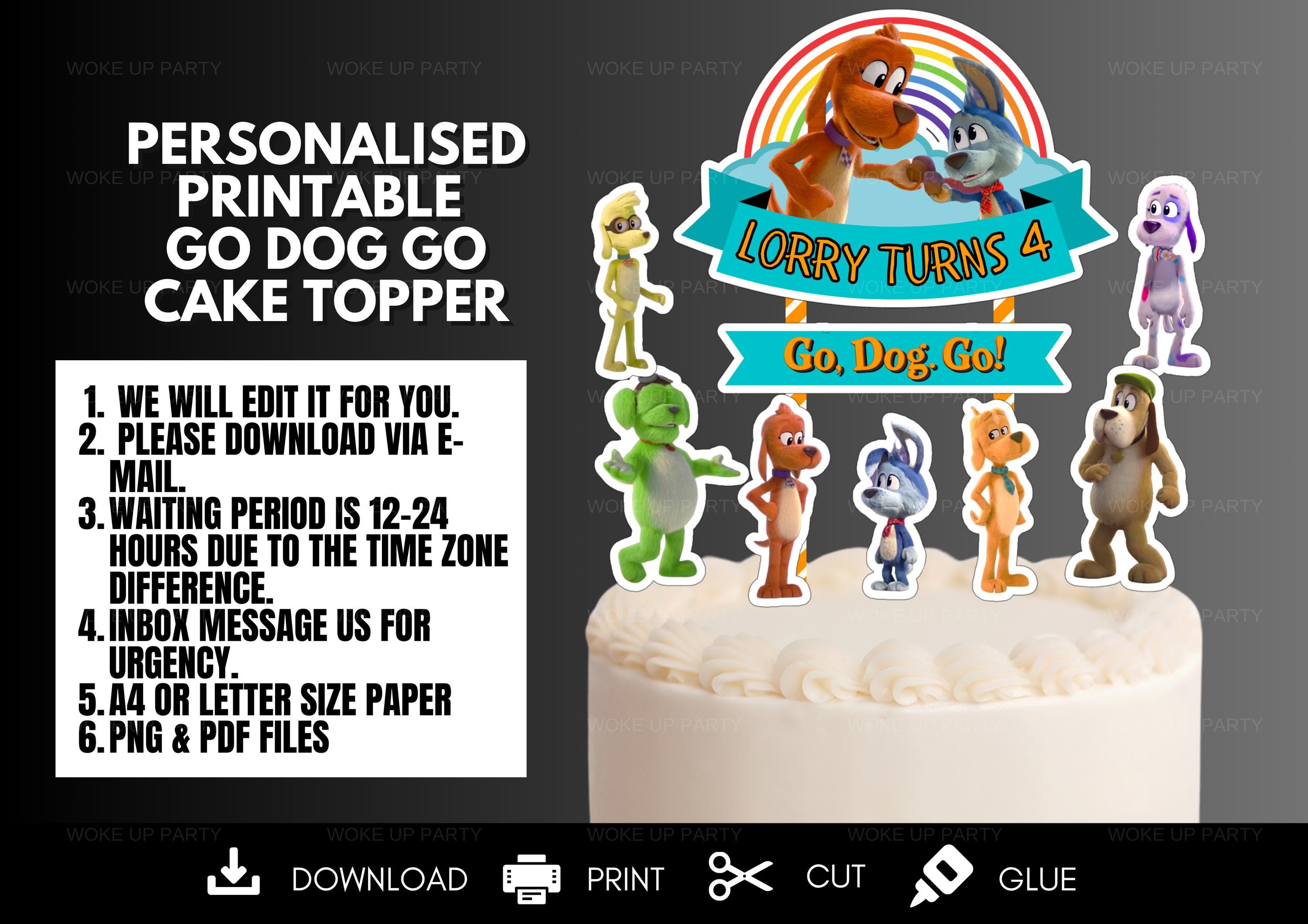 Personalised Printable Go Dog Go Cake Topper, Go Dog Go Centerpiece, Go ...
