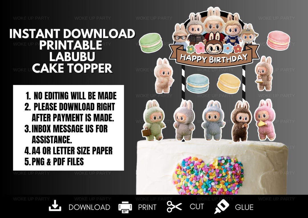 Printable Labubu Monsters Cake Topper, Labubu Monsters Centerpiece ...