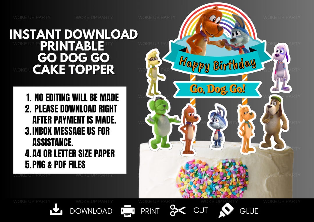 Printable Go Dog Go Cake Topper, Go Dog Go Centerpiece, Go Dog Go ...