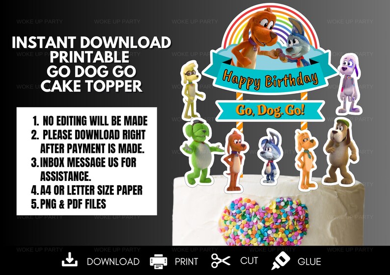 Printable Go Dog Go Cake Topper, Go Dog Go Centerpiece, Go Dog Go ...