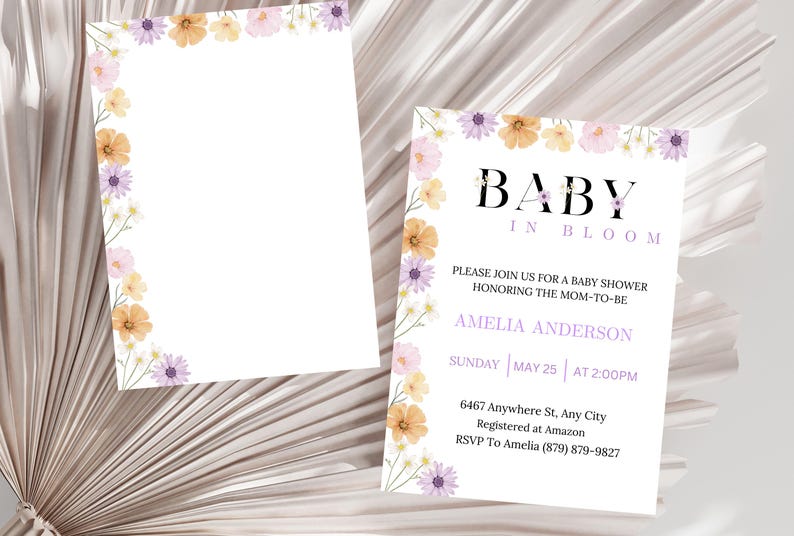 Editable Baby in Bloom Invitation Whimsical Spring Baby Shower Theme ...
