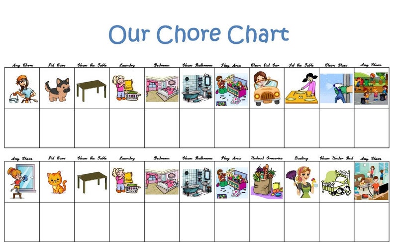 Chore Chart Printable for Kids; Use Colorful Stickers to Track Weekly ...