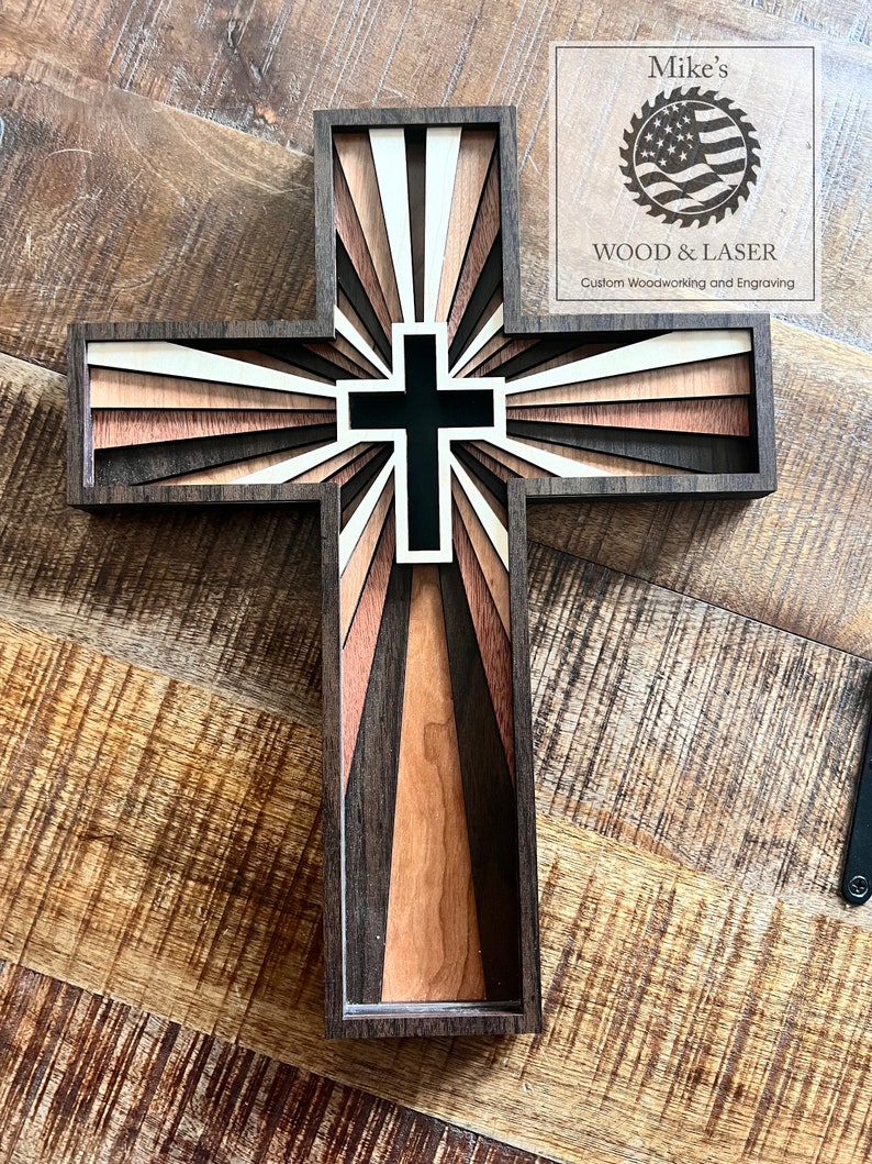 Wooden Layered Cross Home Decor Sanctuary or Church Display Memorial ...