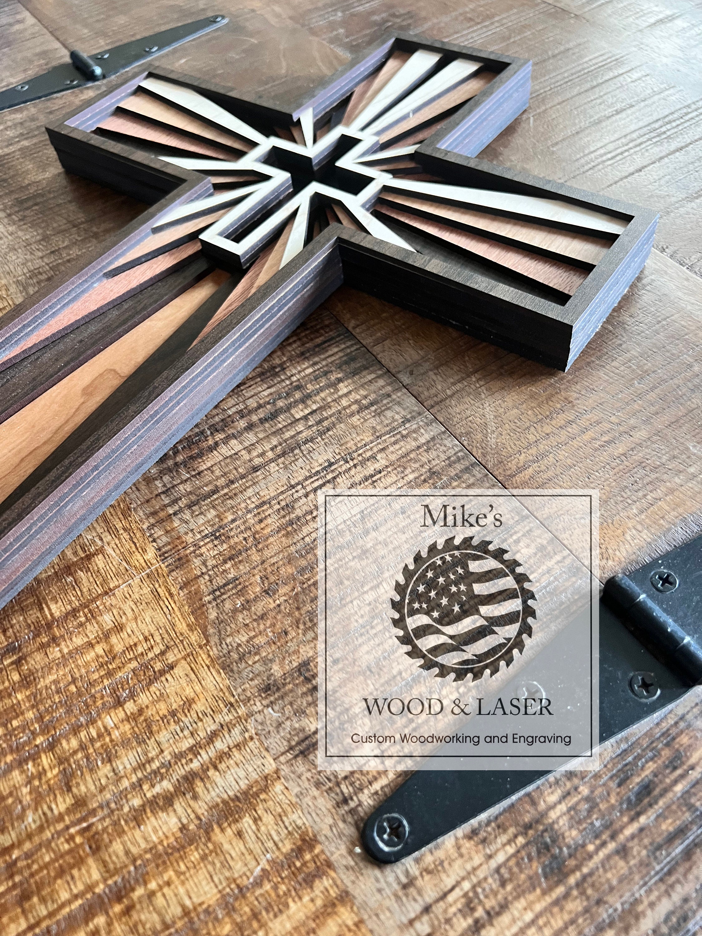 Wooden Layered Cross Home Decor Sanctuary or Church Display Memorial ...