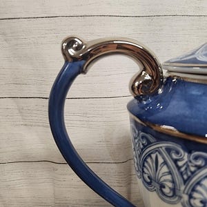 Bombay China Teapot Creamer and Sugar Set White Blue Silver Porcelain ...